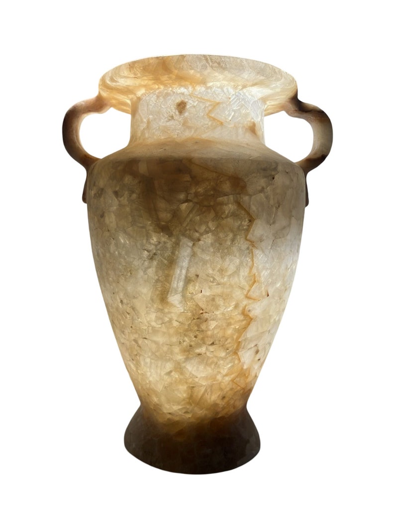Hand Carved Alabaster Egyptian Museum Replicatranslucent Vase 9 X 8 ...