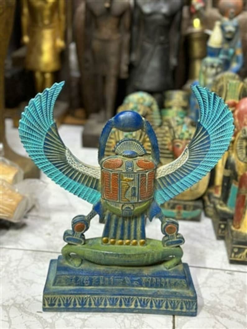 New Egyptian Scarab Statue With Anubis Museum Replica (14 X 12 Inches ...