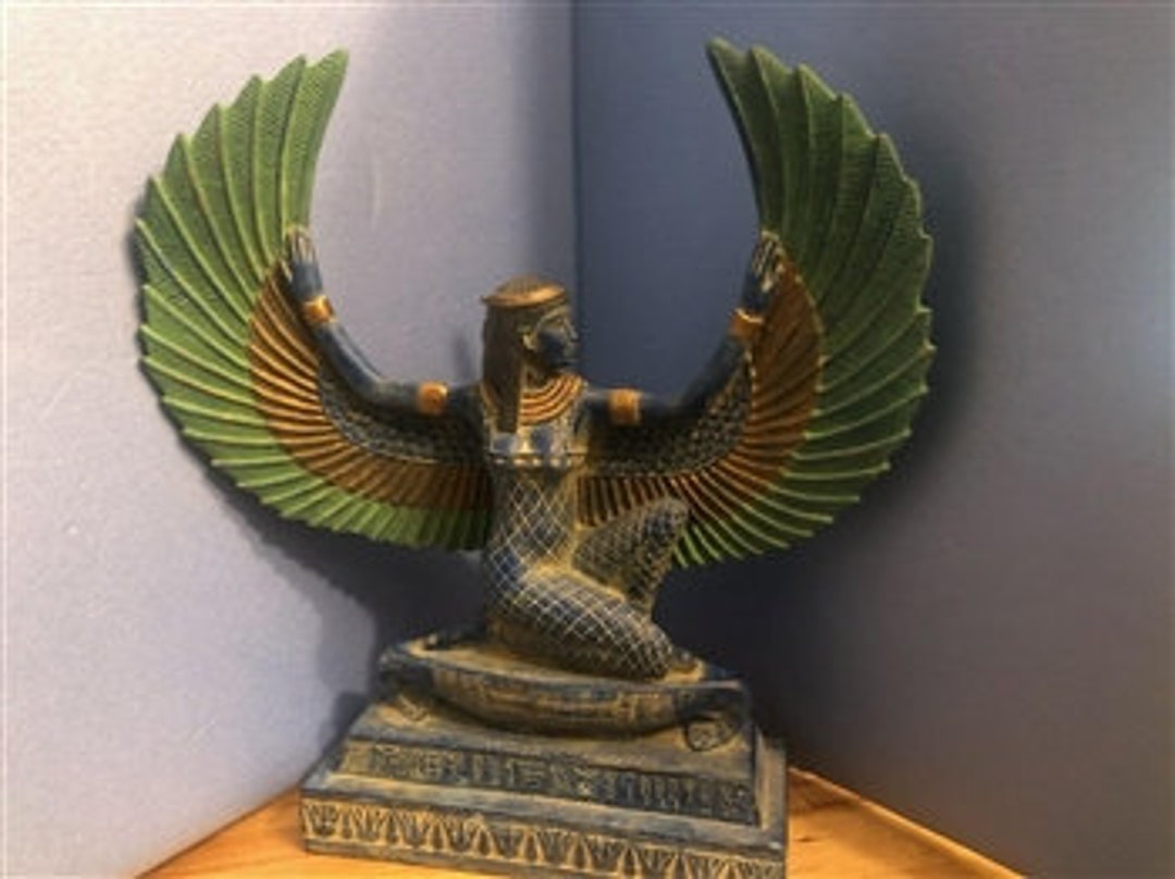 Large New Handmade Museum Replica Egyptian Isis Statue (15x13 Inches ...