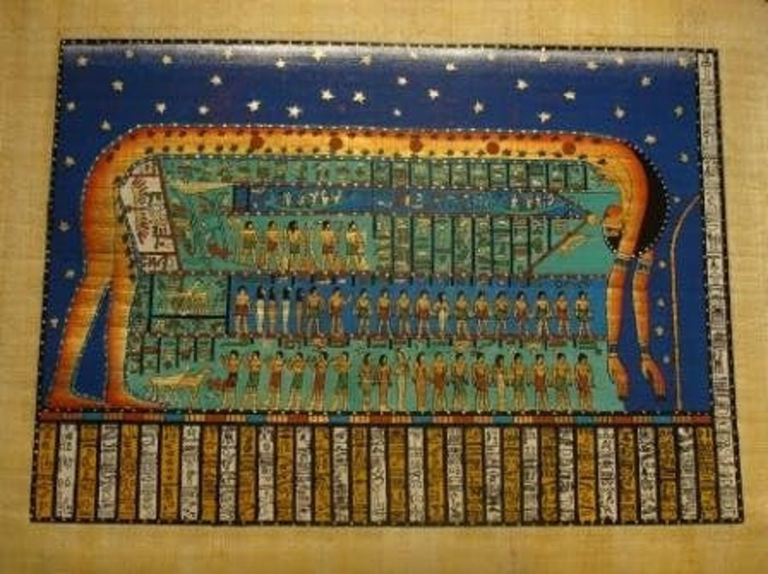 Kemet Art Egyptian Hand-made Papyrus Painting - Large Size (goddess Nut ...