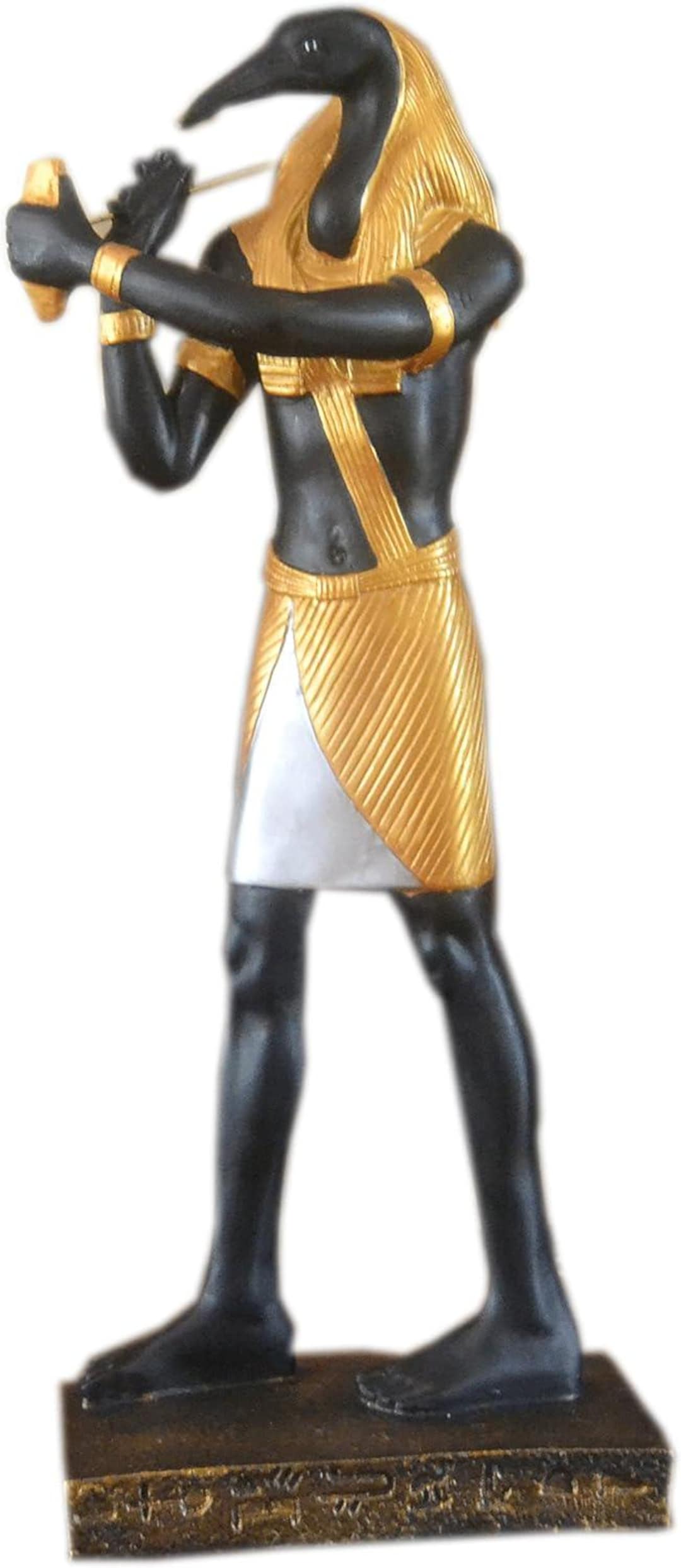Egyptian Handmade Black and Gold Thoth Stone Statue 16 Inches - Etsy