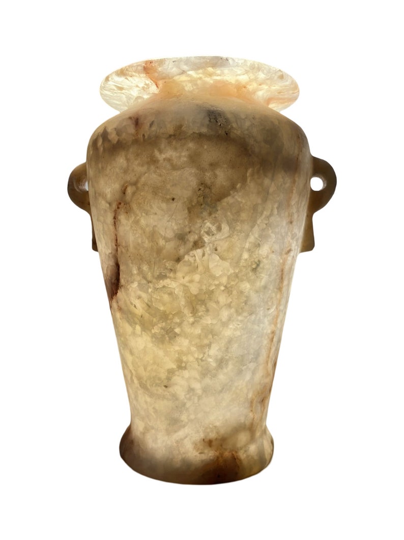 Hand Carved Alabaster Egyptian Museum Replicatranslucent Vase 9 X 8 ...