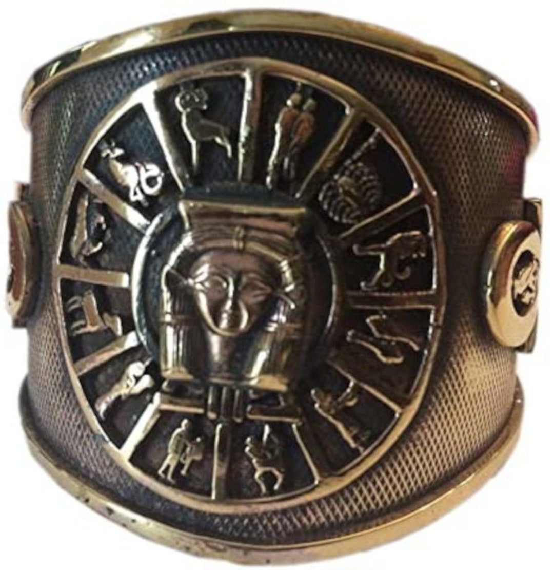 Kemet Art Egyptian Hathor Bronze Adjustable Bangle ( Zodiac & Ankh ) - Etsy