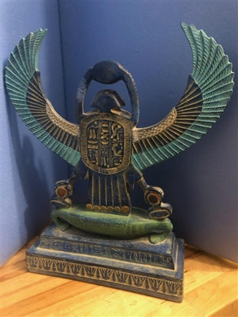 New Egyptian Scarab Statue With Anubis Museum Replica (14 X 12 Inches ...