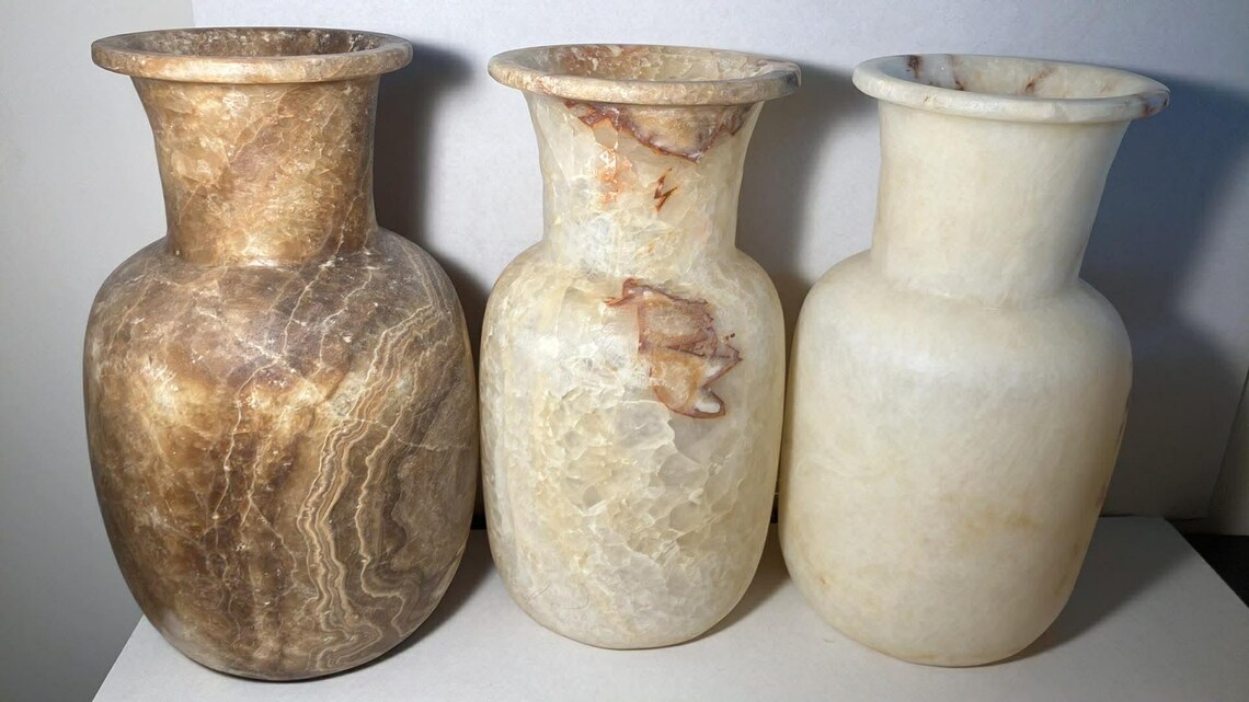 Large Museum Replica Egyptian Alabaster Vase With Lid (12x10 Inches) - Etsy