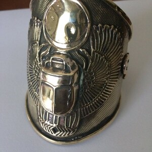 Kemet Art Egyptian Bronze Bangle Adjustable New ( Scarab & Ankh ) 4 ...