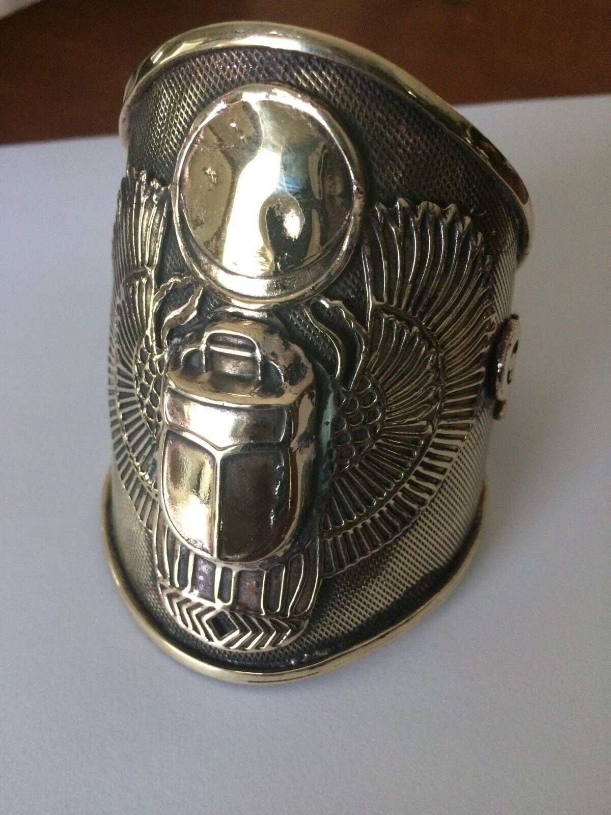 Kemet Art Egyptian Bronze Bangle Adjustable New ( Scarab & Ankh ) 4 ...