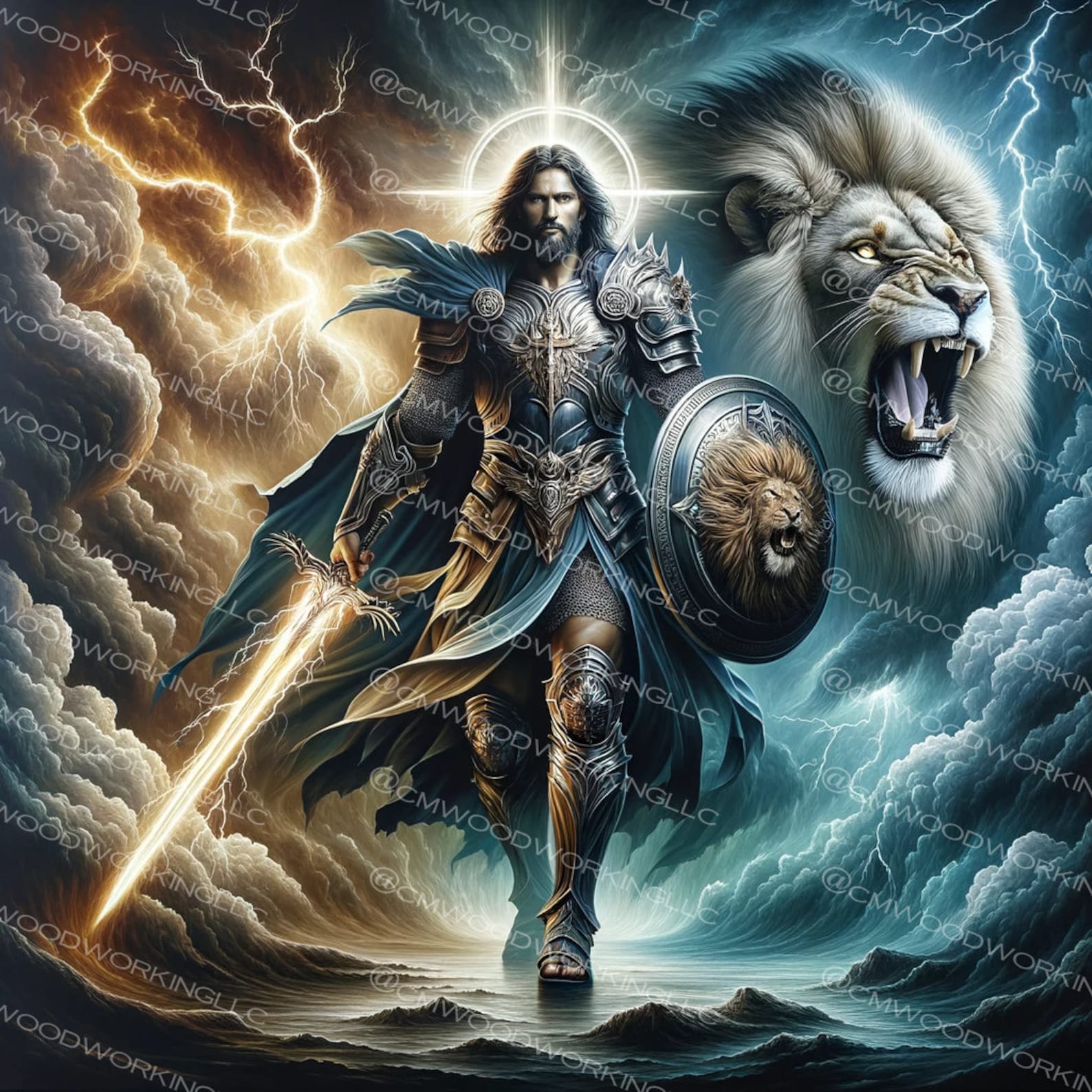 Armor of God Lion Poster, Museum Quality, Metal Frame, Christian Art ...