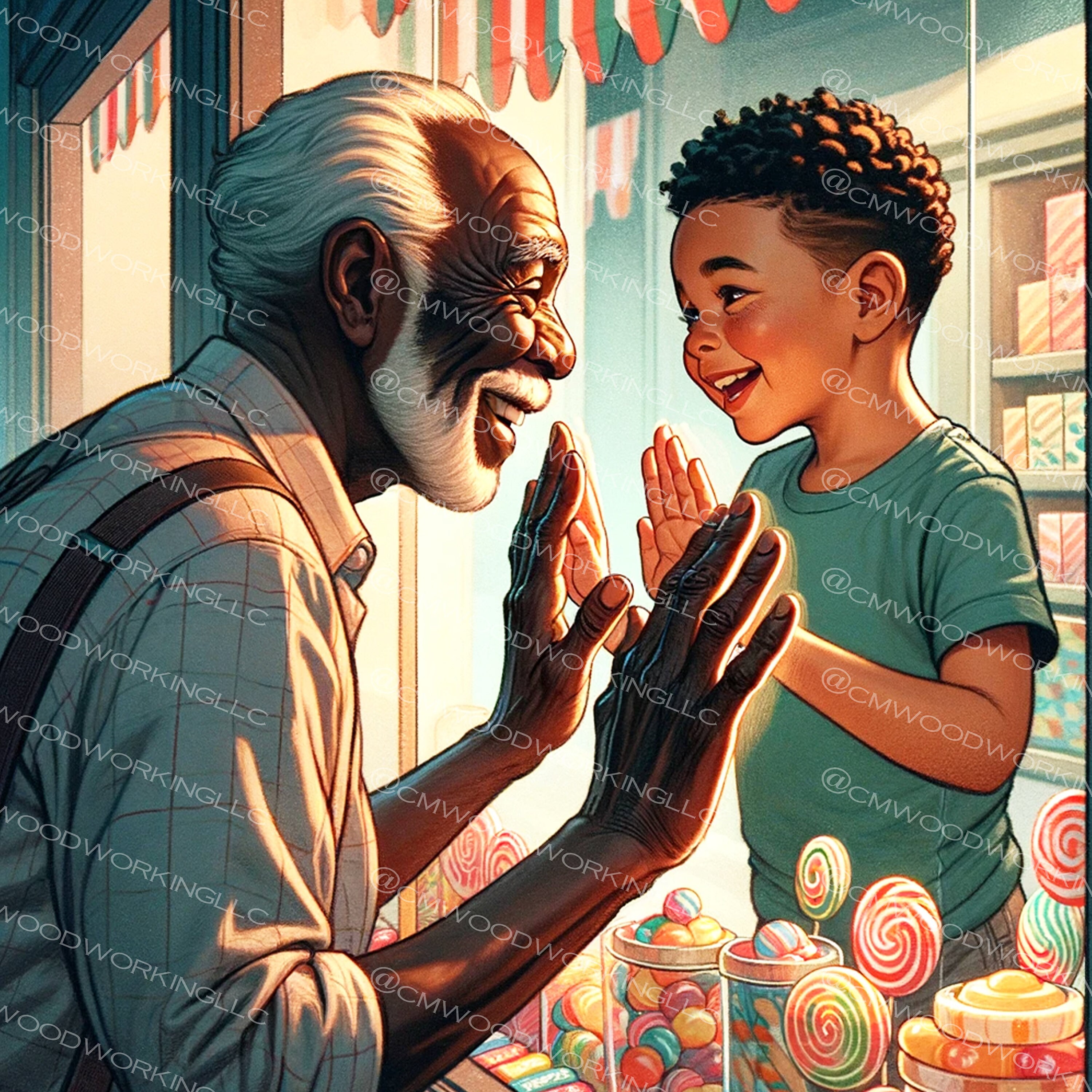 Grandfather and Grandson Wall Art, Family Bond, AI Canvas Print ...