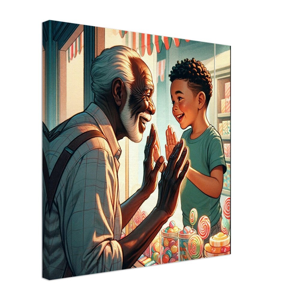 Grandfather and Grandson Wall Art, Family Bond, AI Canvas Print ...