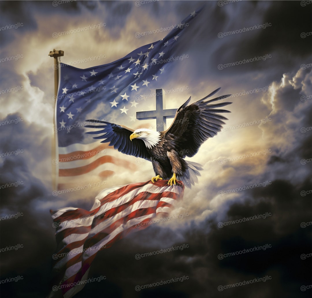 USA Patriot Eagle Cross Design - American Flag Digital Download | Sublimation File | Transparent ...