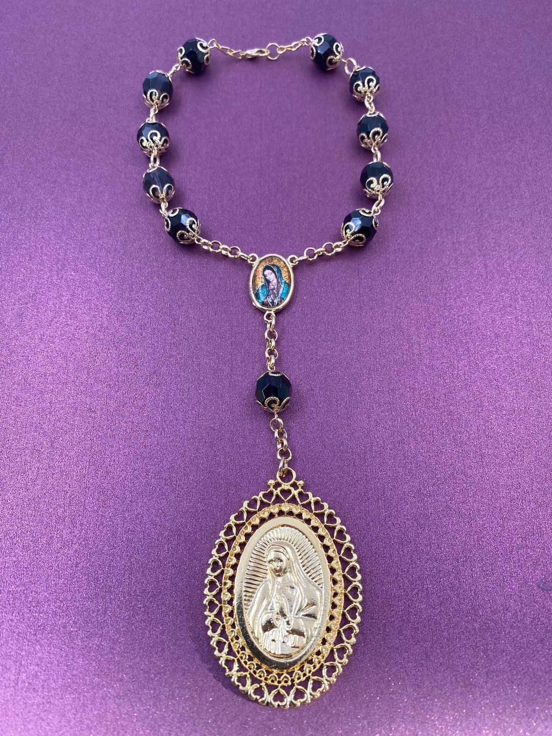 Pearl Gold Our Lady of Guadalupe Chaplet / Chaplet De Nuestra Virgen De ...