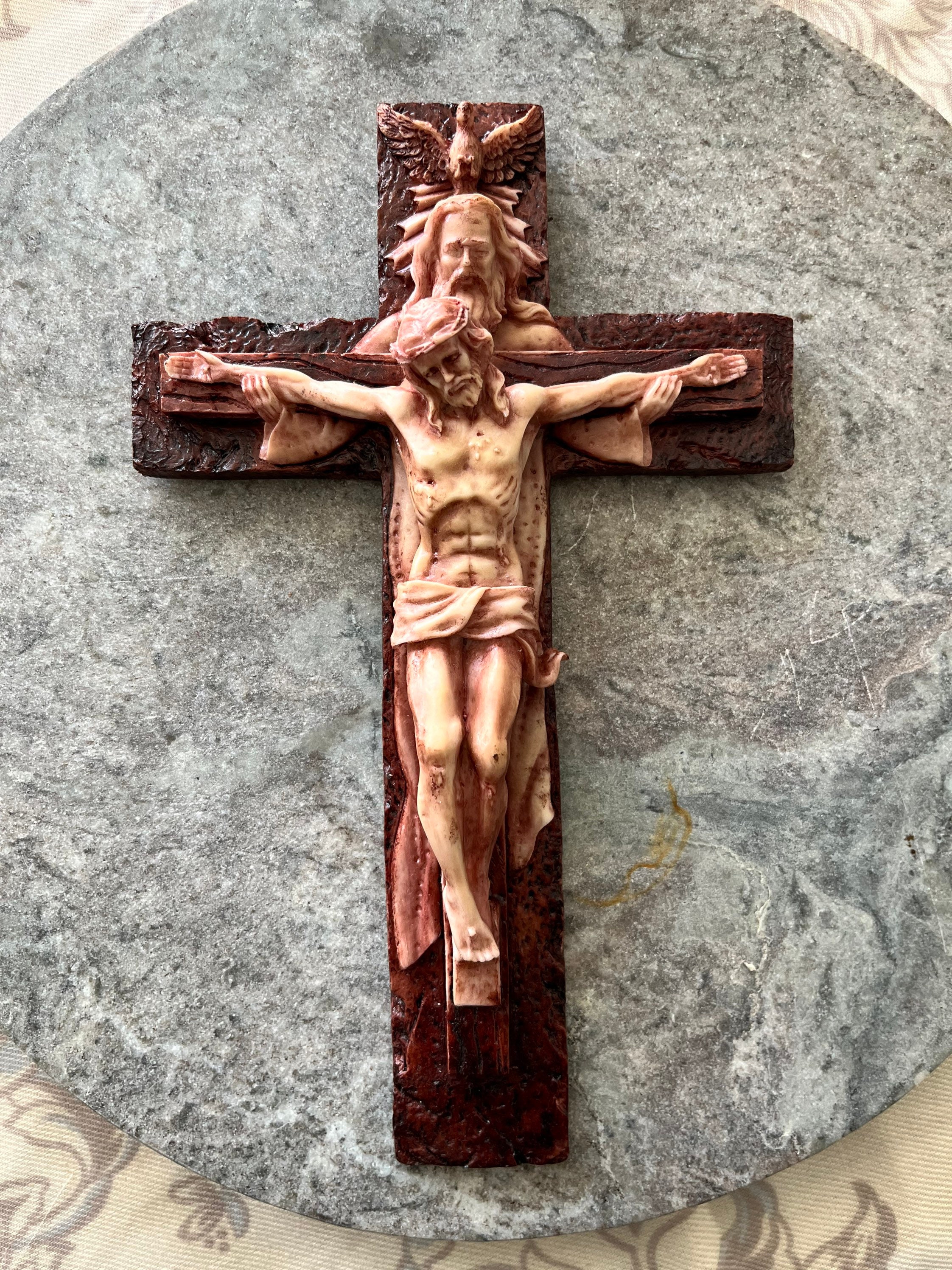 Holy Trinity Resin Crucifix Mahogany and Beige - Etsy