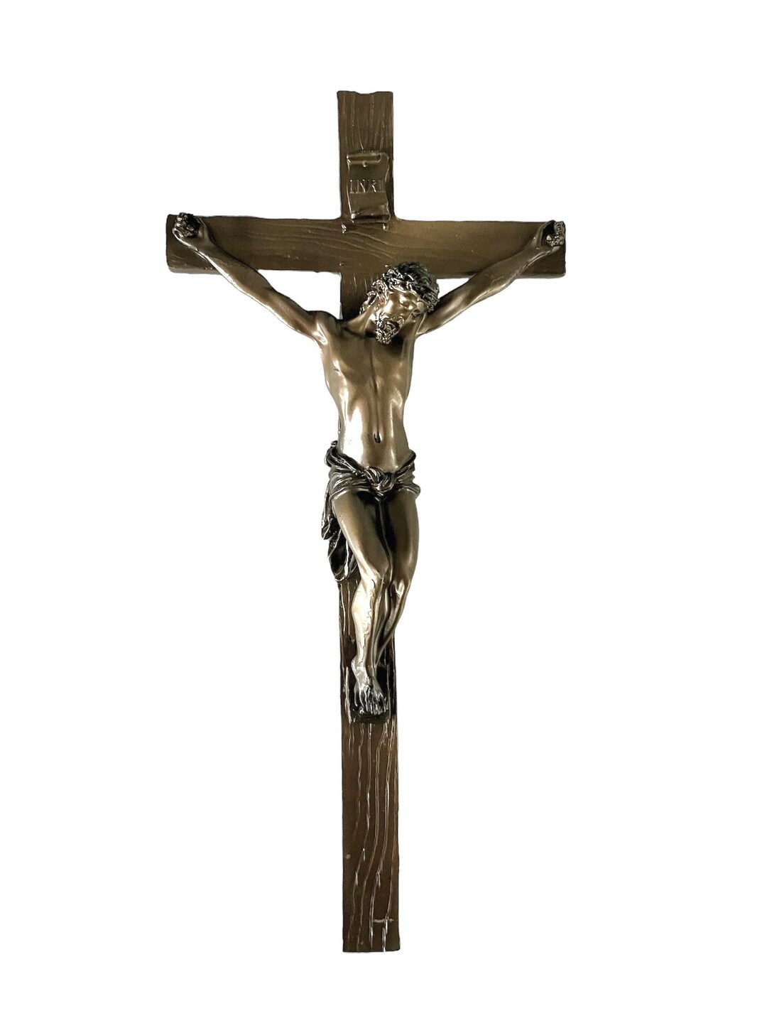 Bronze Christ Crucifix With Bronze Color Coated Wood Base - Etsy