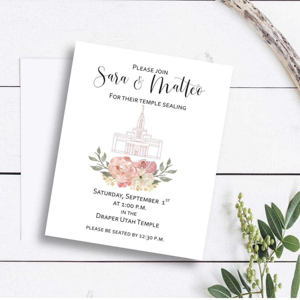 LDS Temple Sealing Insert LDS Wedding Invitation LDS Announcement ...