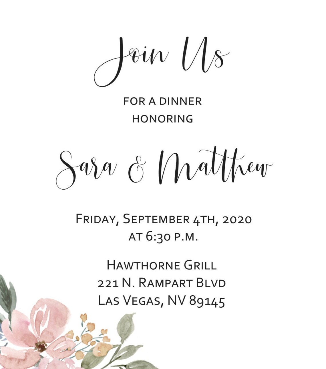 LDS Temple Wedding Invitation Blush Neutral Rose Floral Watercolor ...