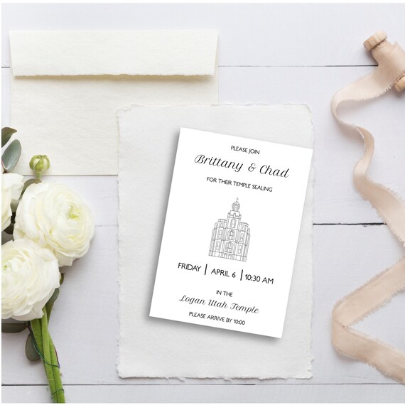 Temple Invitation Insert Template Single Insert Wedding Invitation