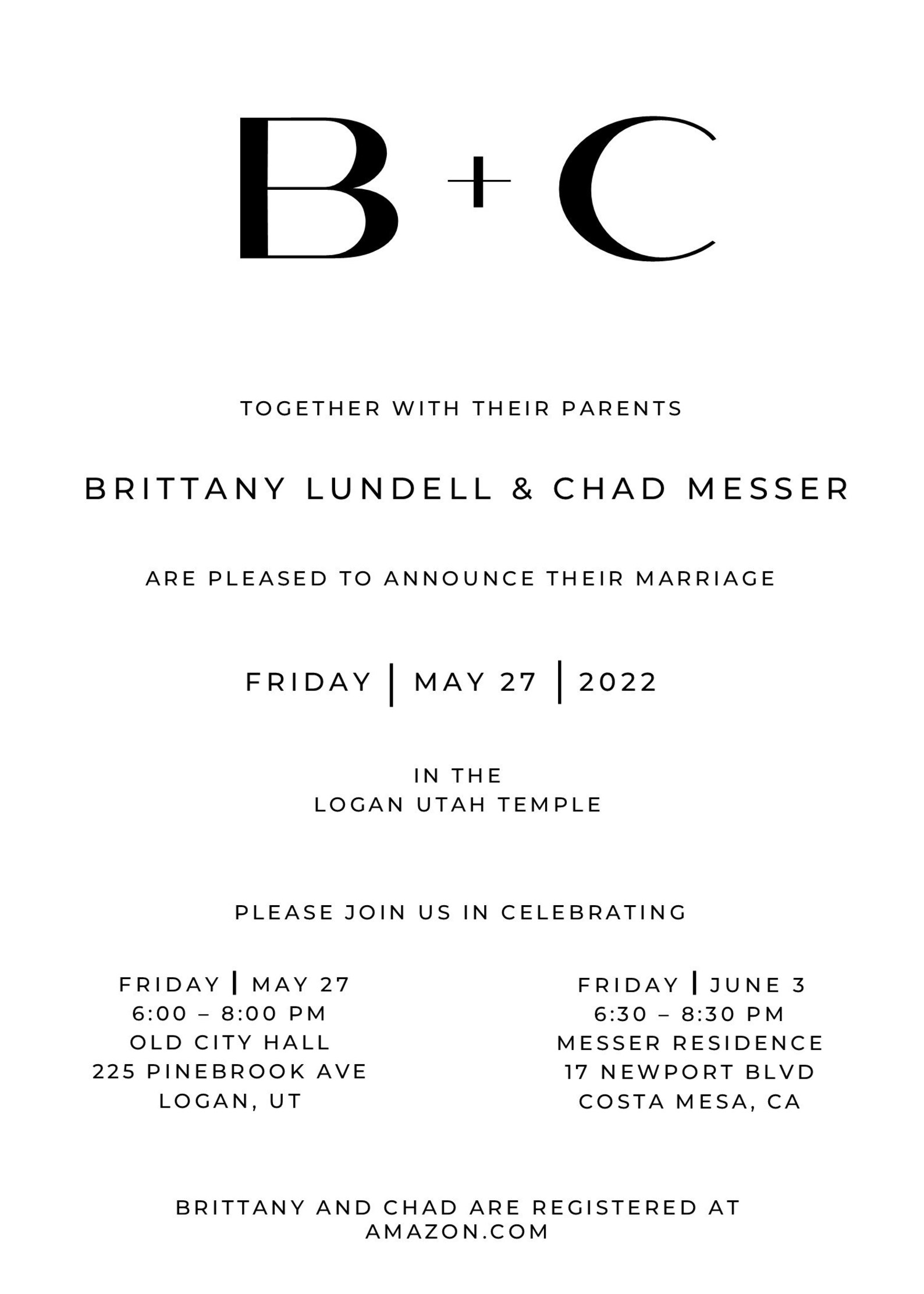 LDS Wedding Invitation Temple Sealing Insert Suite Simple Black White ...