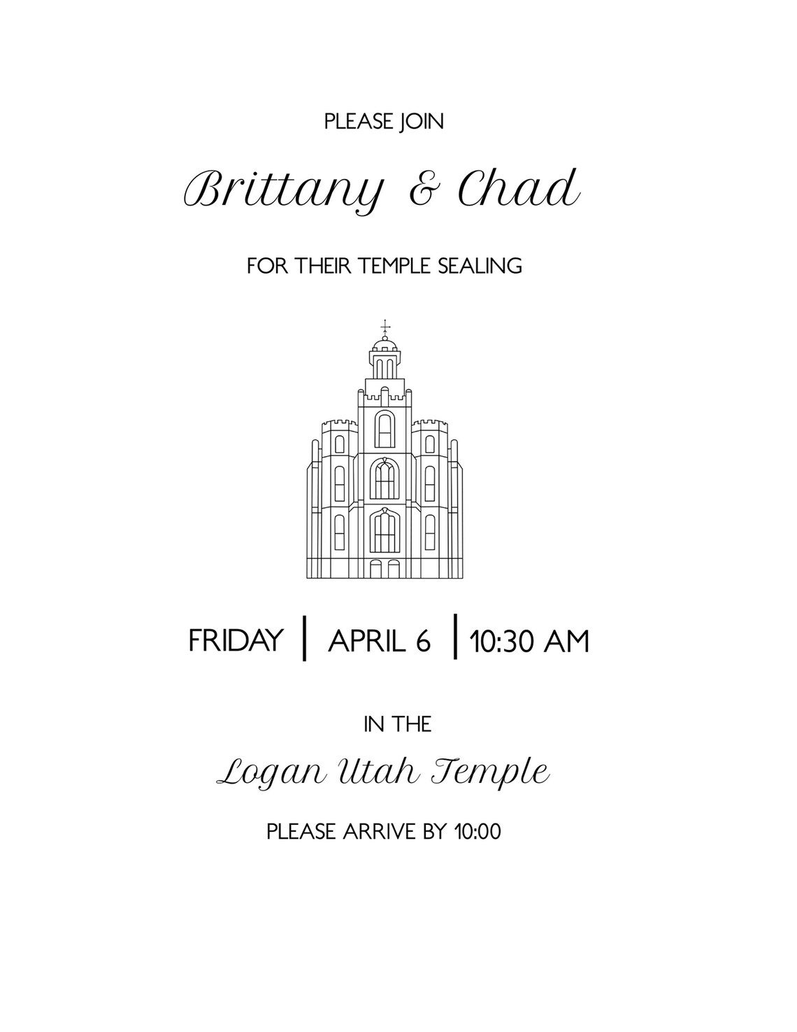 LDS Temple Sealing Insert, Editable Template, Black and White ...