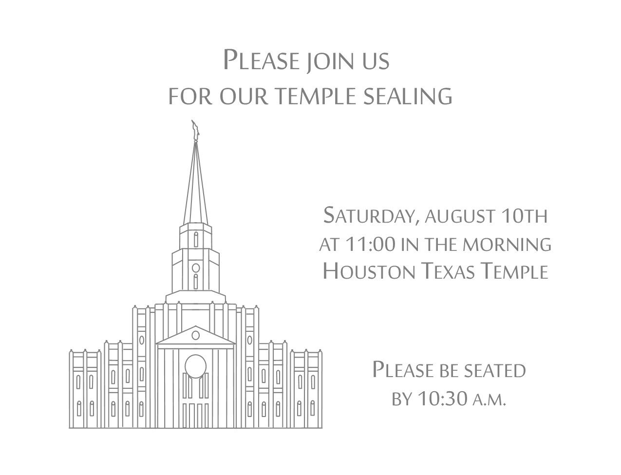 LDS Wedding Invitation Suite Temple Sealing Insert Simple Classic ...