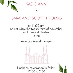 LDS Temple Sealing Invitation Baby Child Family Simple | Etsy