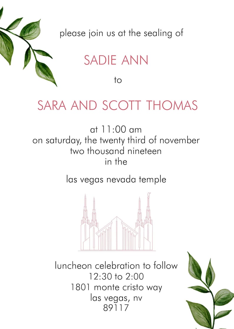 LDS Temple Sealing Invitation Baby Child Family Simple - Etsy