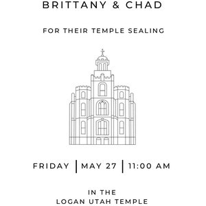LDS Wedding Invitation Temple Sealing Insert Suite Simple Black White ...