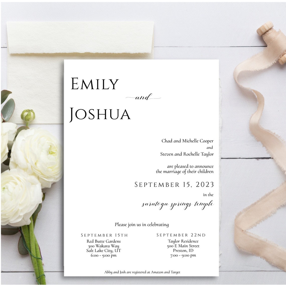 Editable LDS Wedding Invitation, Black and White, Temple Sealing Insert ...