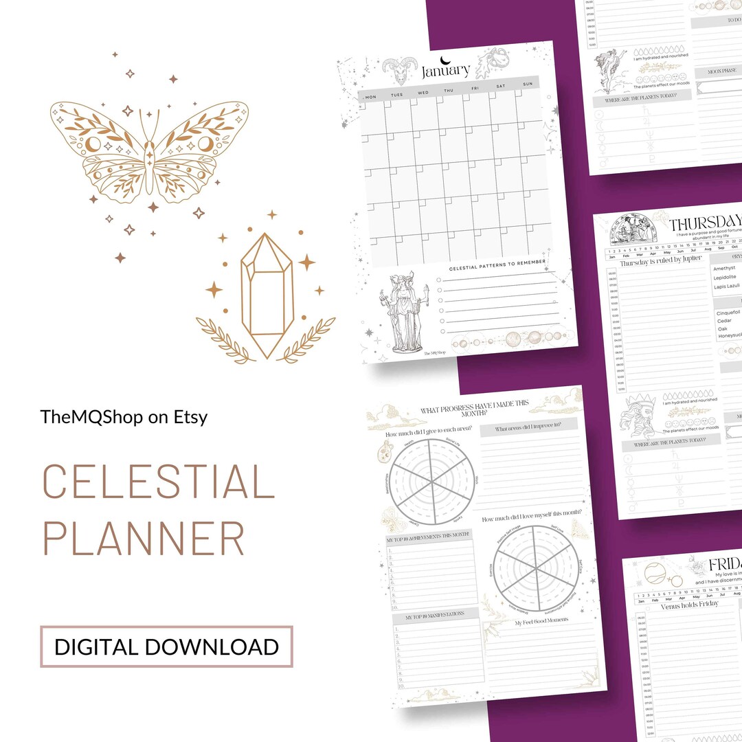 Digital Celestial Weekly or Monthly Planner for Witches and Astrology ...