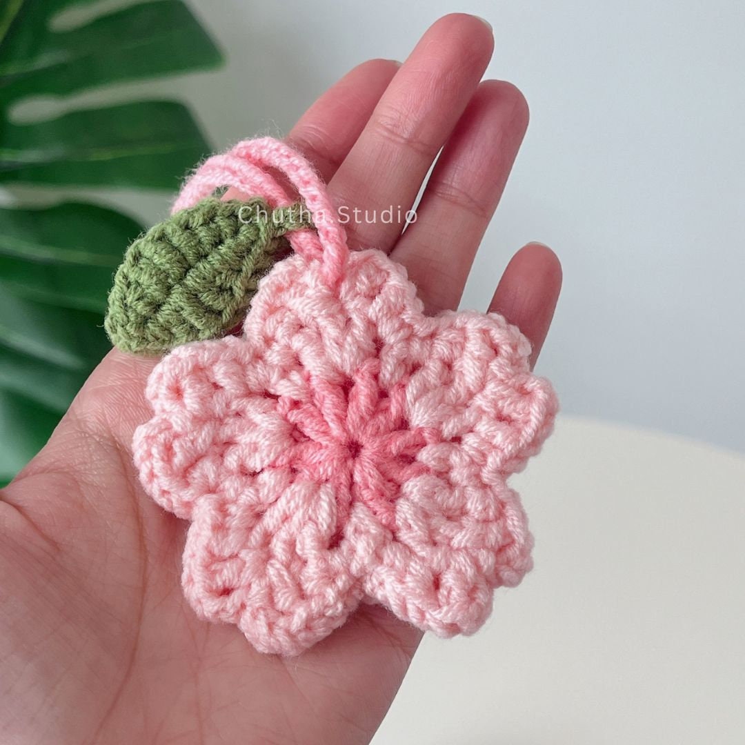 Sakura Flower Amigurumi Crochet Keychain - Etsy