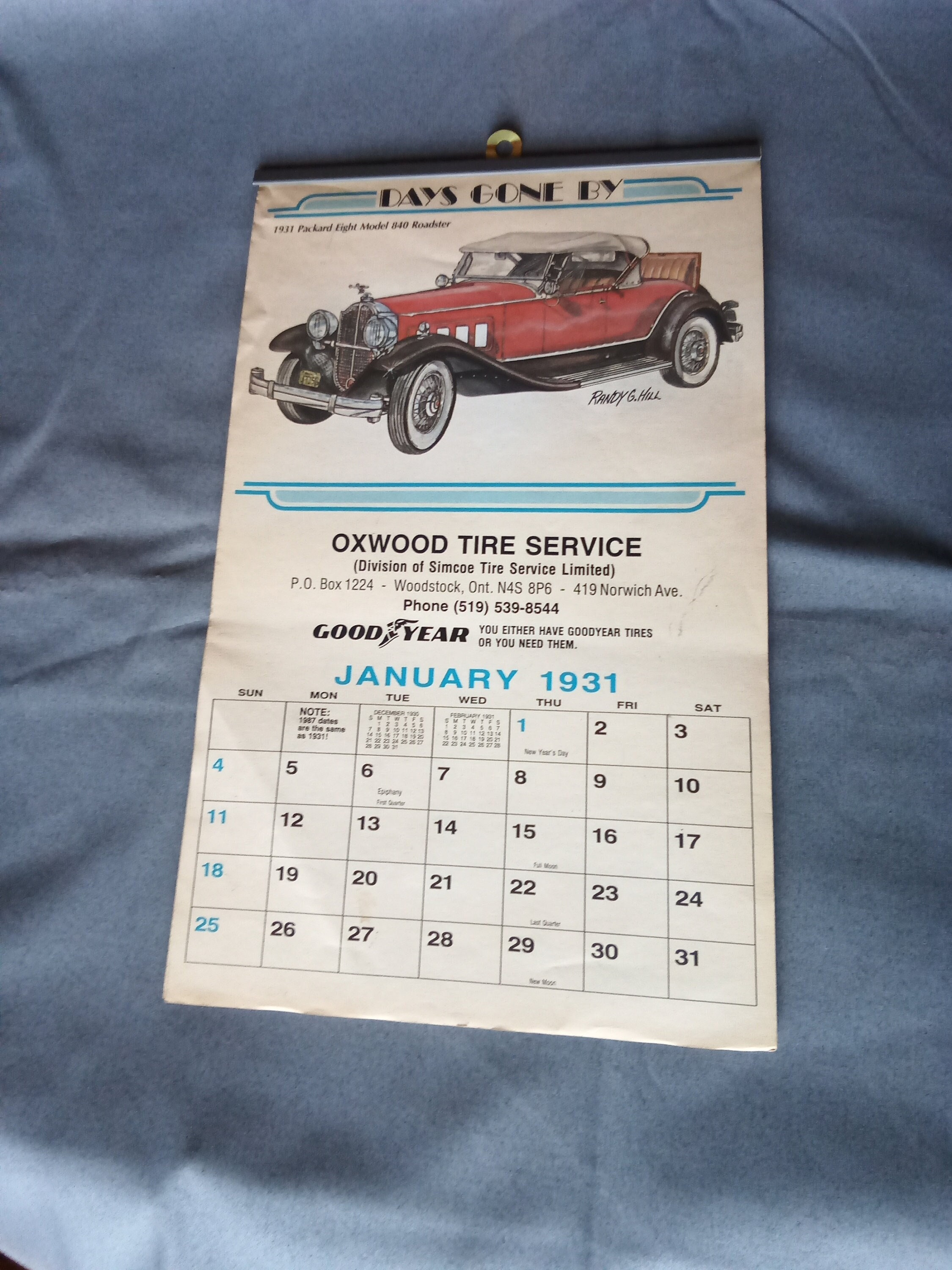 Vintage 1931 Automobile Calendar - Etsy