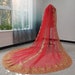 Red Veil ，cathedral Veil，bridal Veil ，gold Lace Edge，one Layer Veil ...