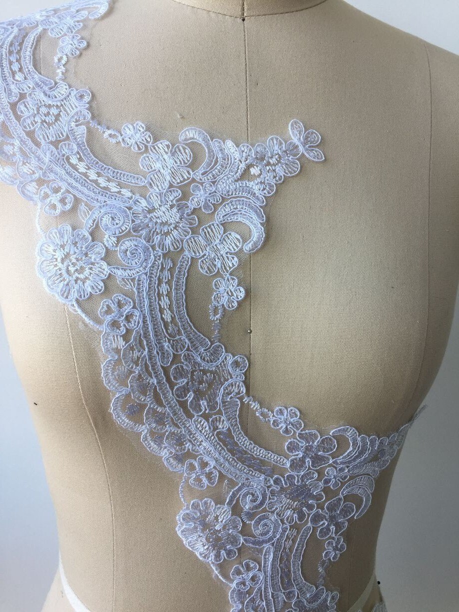 Lace Mesh Eye Embroidered Lace Appliqué, Embroidered Triangle Lace Trim ...