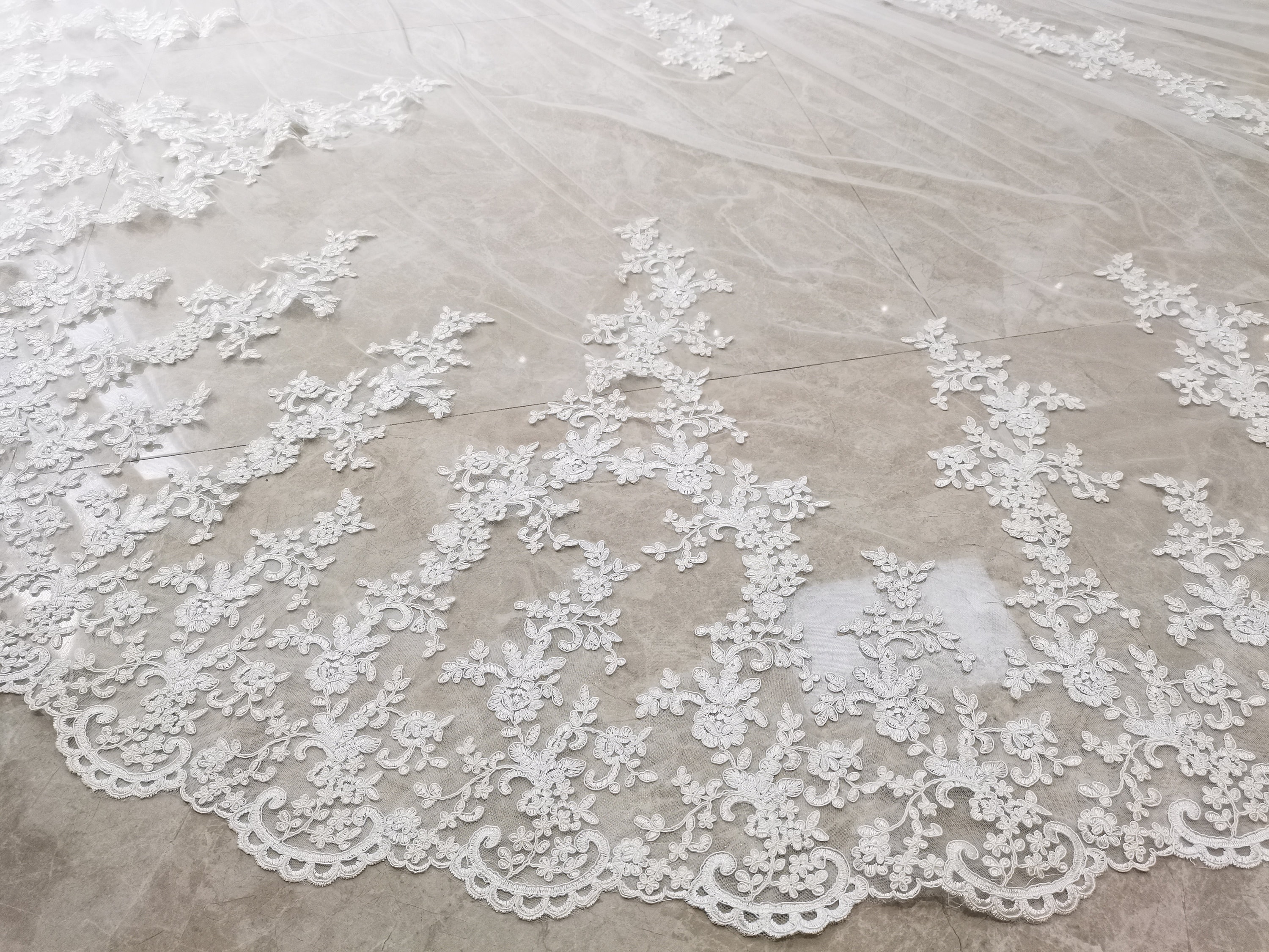Bridal Lace Veil Lace Wedding Veil White Ivory Soft Tulle - Etsy