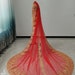 Red Veil ，cathedral Veil，bridal Veil ，gold Lace Edge，one Layer Veil ...