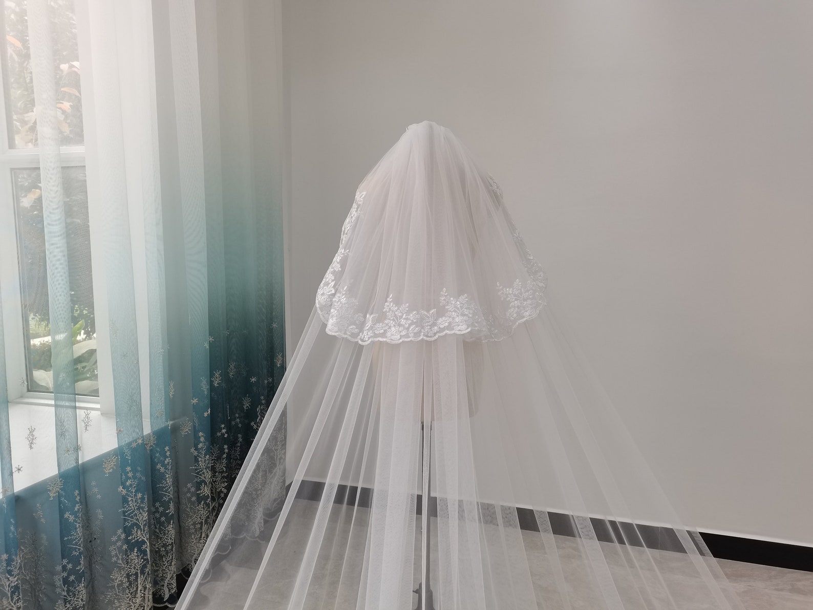 Two Tier Veils White or Ivory Tulle Cathedral Wedding Veil - Etsy