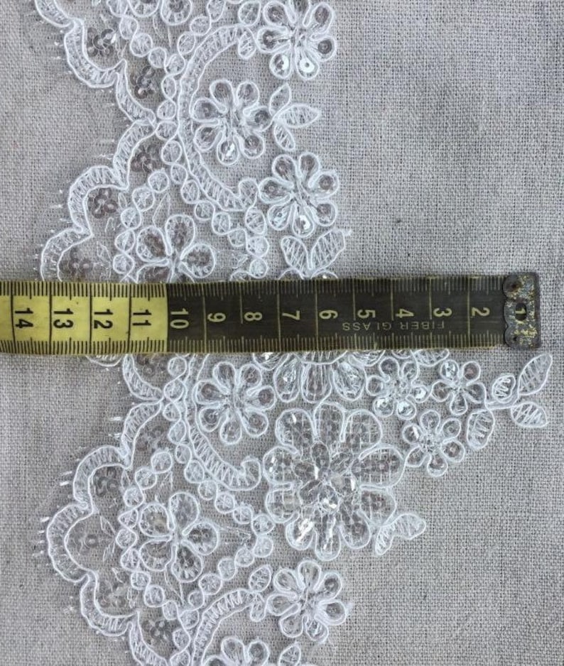 White Sequin Lace Trim Sequined ALencon Lace blingbling | Etsy