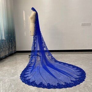 Gorgeous Blue Wedding Veil Cathedral Bridal Veil Blue Sequin Lace ...