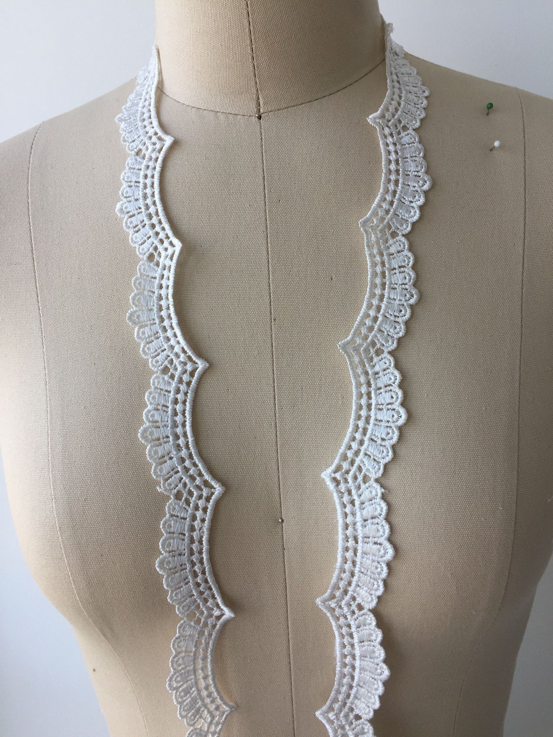Crescent Edge White Lace Trim, Cotton Lace Trim, Wedding Lace, French ...