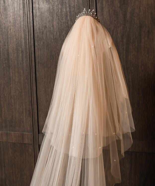 Two Layer Veil Pearl Veil /ivory Veil / White Cathedral Veil | Etsy