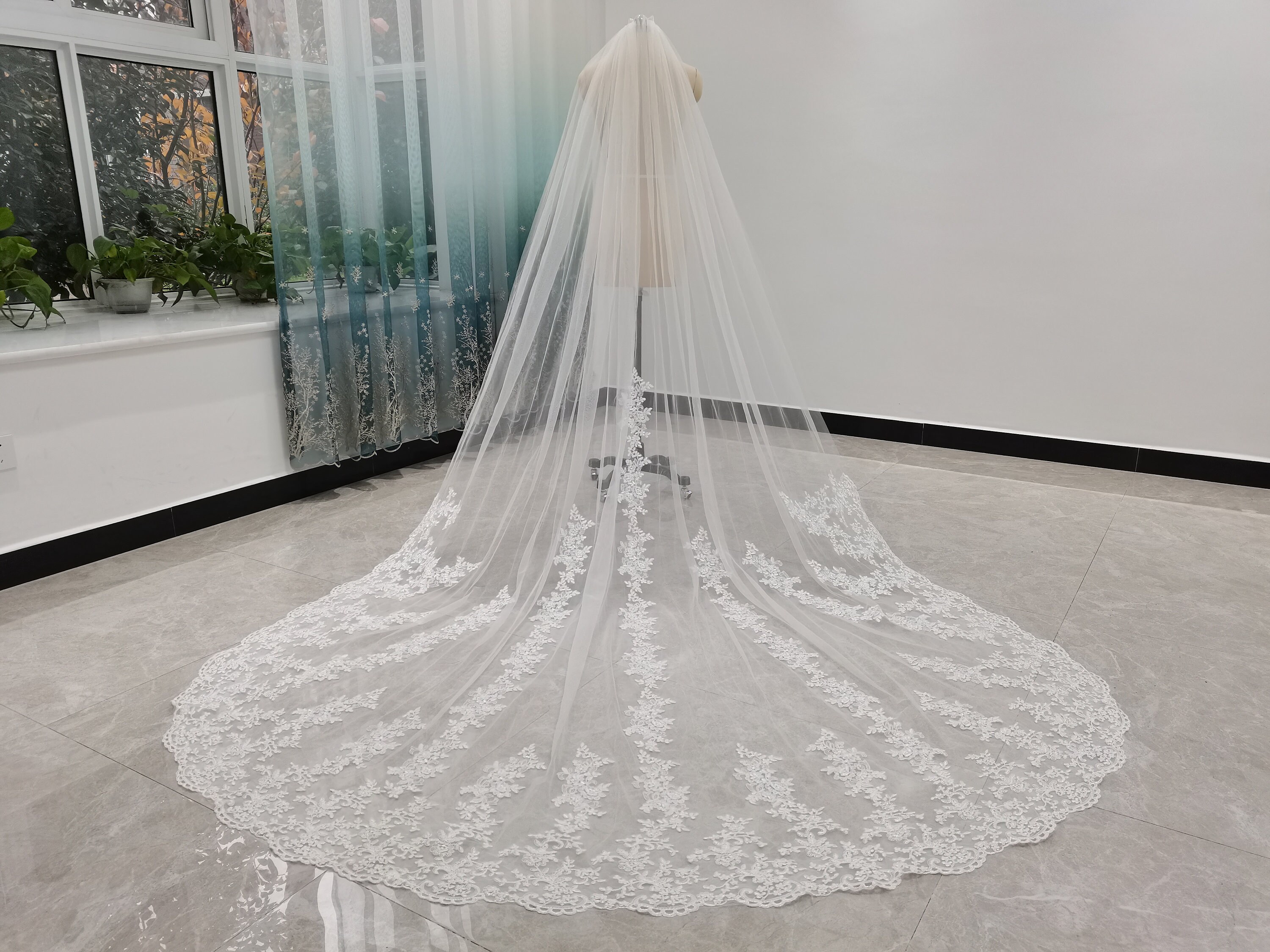 Lace Applique Wedding Veil Lace Edge Trim Bridal Veil One - Etsy