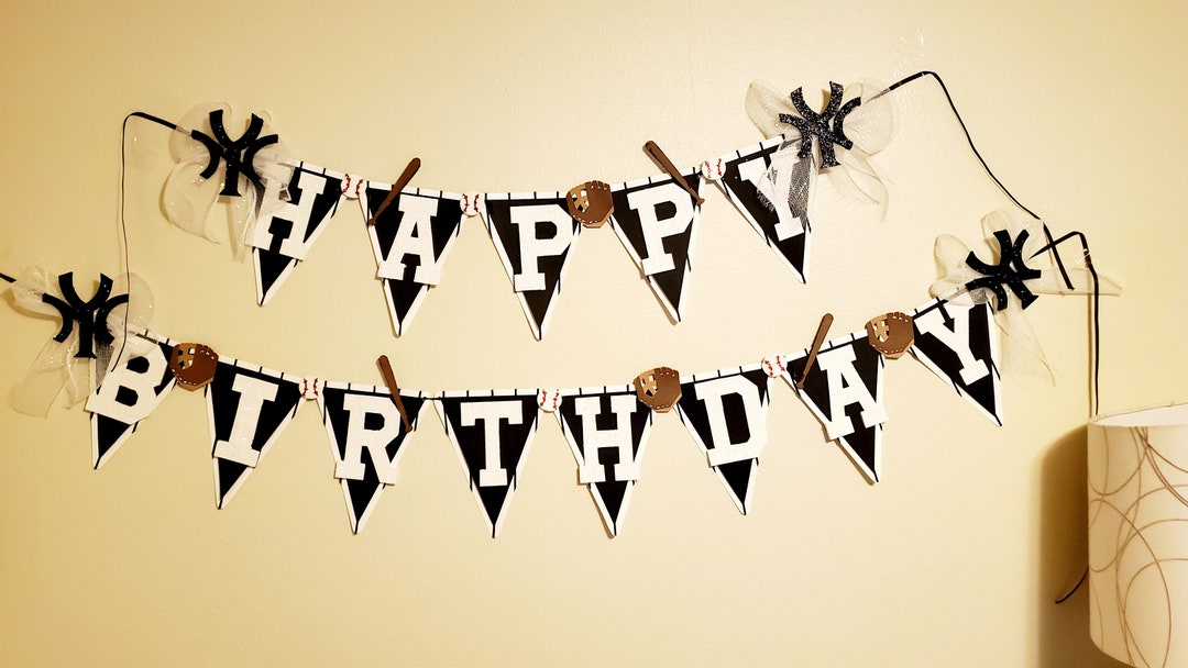 Yankees Happy Birthday Banner, Yankees Birthday Decoration, New York ...