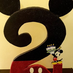 Mickey Mouse Birthday Number Centerpiece, Number Sign, Mickey Mouse ...