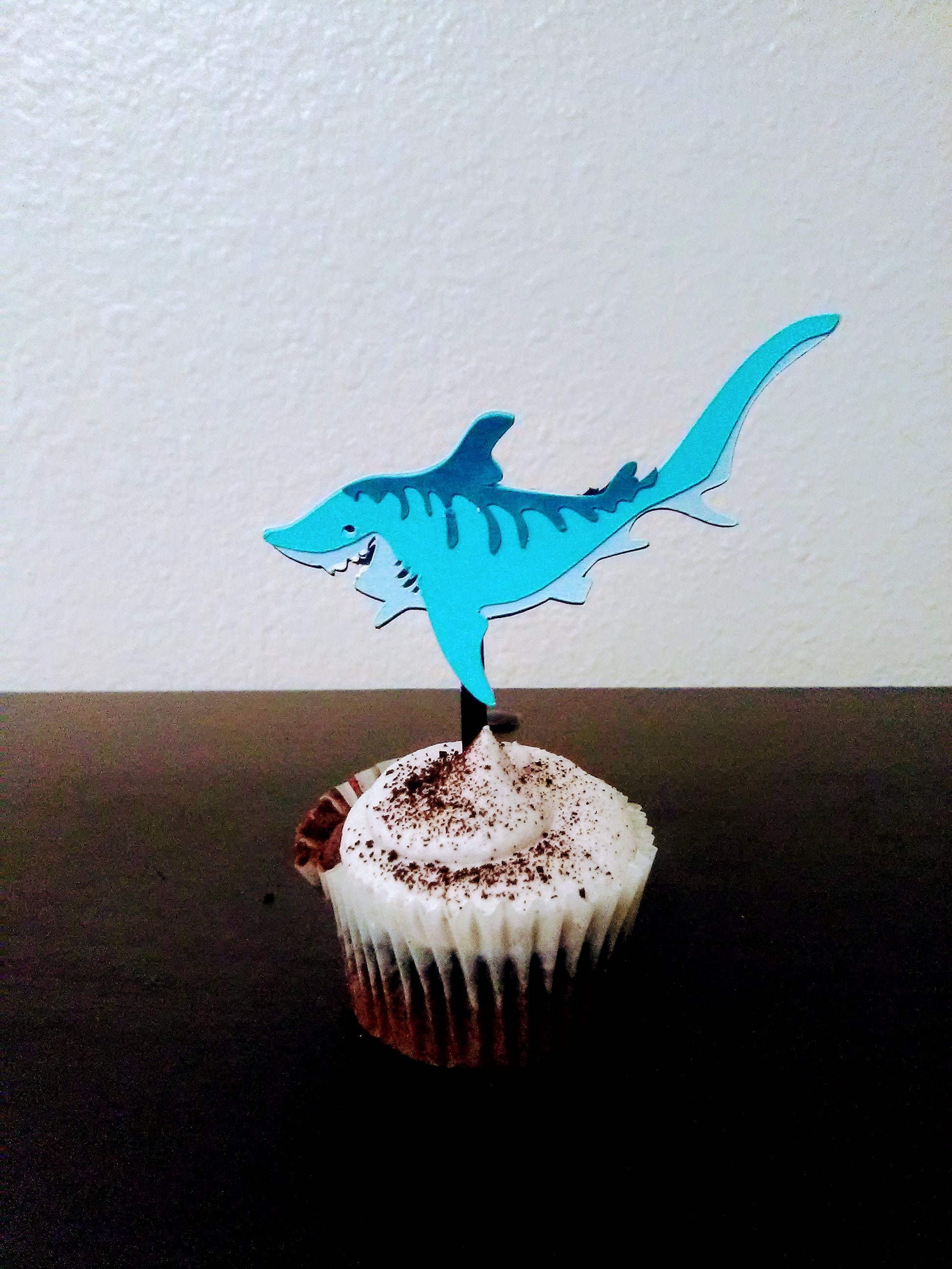 Shark Cupcake Toppers, Shark Party Decoration, Shark Birthday Cupcake ...