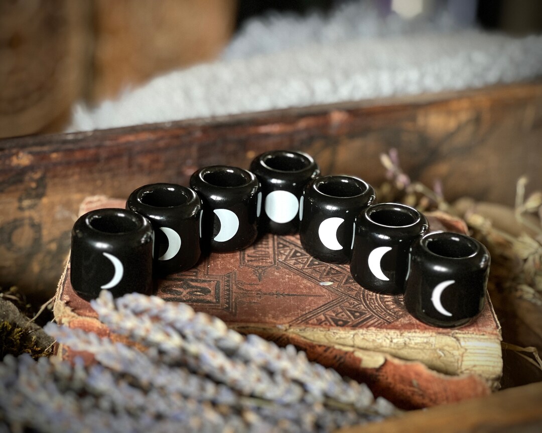 7 Moonphases Ceramic Candle Holders for Chime Candles Witch Altar Decor ...