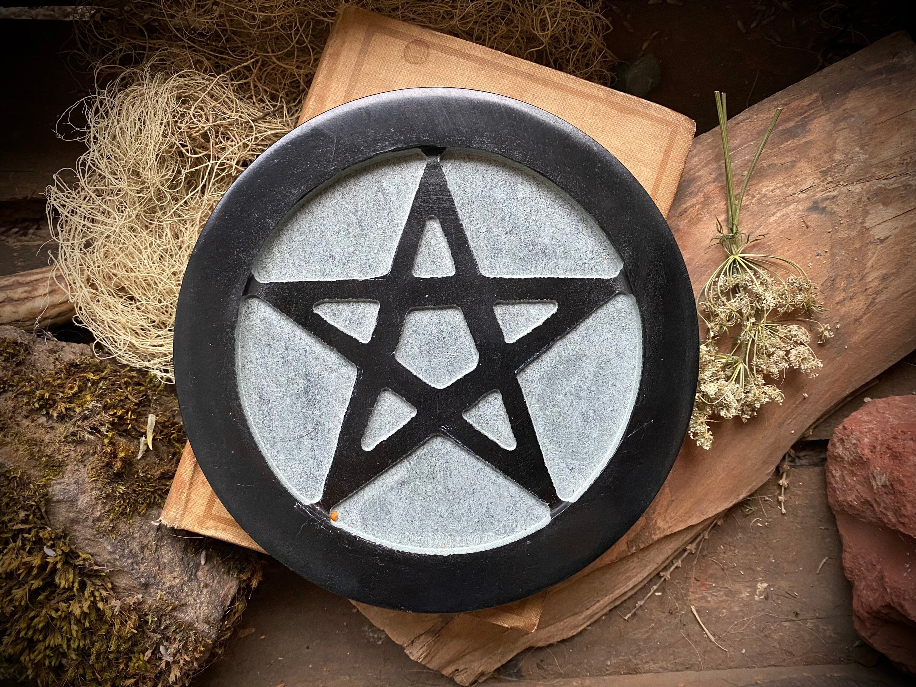 Large Soapstone Pentacle Altar Plate Pentagram Soapstone - Etsy