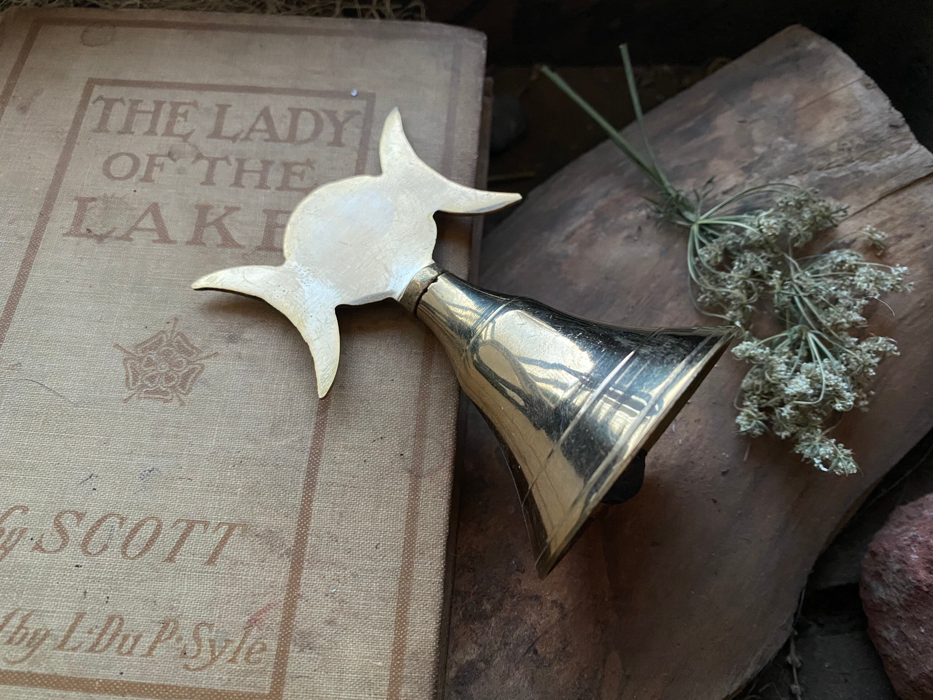 Brass Triple Moon Altar Bell Pagan Decor Witchcraft - Etsy