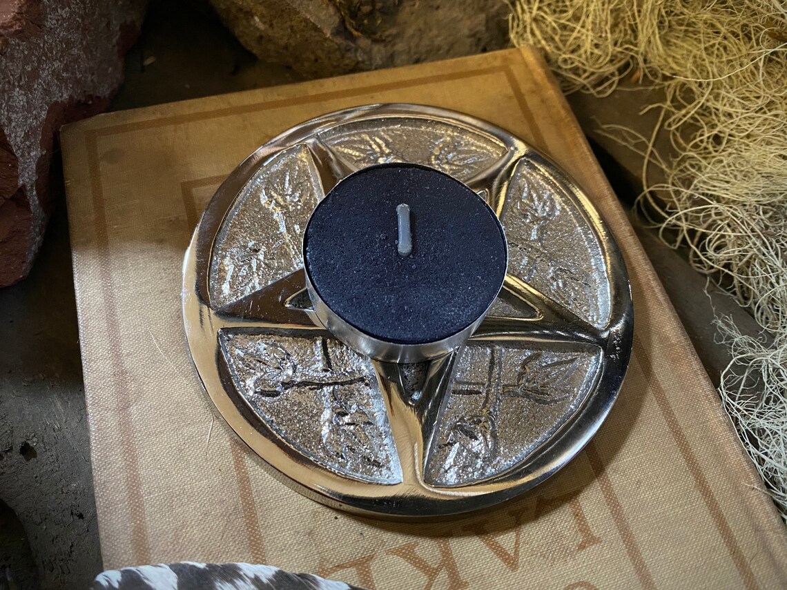 Pentacle Altar Plate Pentagram Silver Metal Disc Altar - Etsy