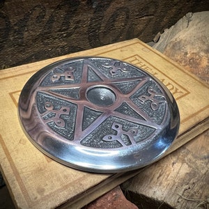 Pentacle Altar Tile Silver Aluminum Pentagram Metal Disc Cone Incense ...