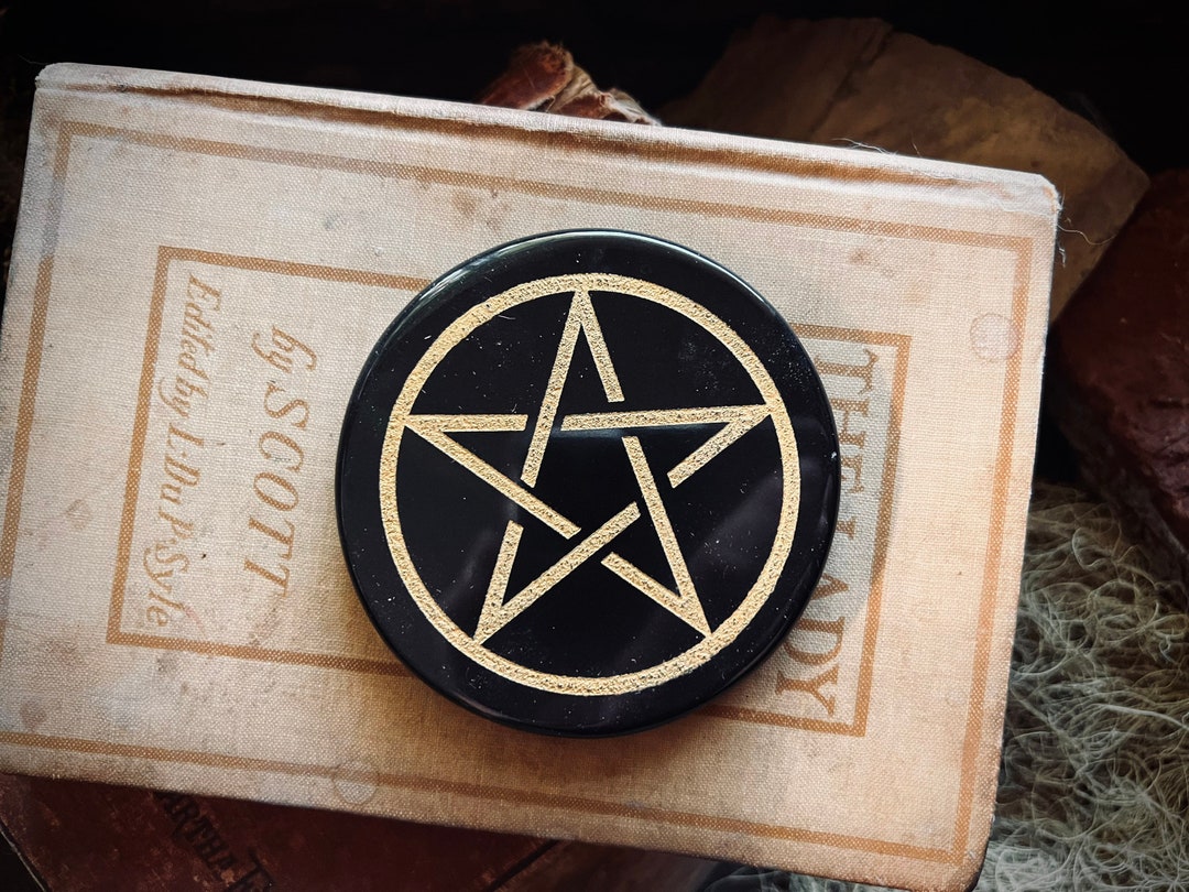 Black Stone Gold Pentacle Altar Plate Pentagram Tile Altar Decor Pagan ...